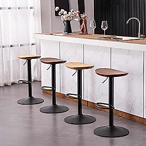 Kidol & Shellder Saddle Bar Stools Set of 2 Easy to Assemble,Adjustable Swivel Counter Stools,Industrial Vintage Barstools,Loads Up to 300 lbs