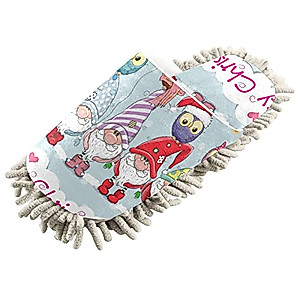 Kigai Microfiber Cleaning Slippers Christmas Gnome and Owls Washable Mop Shoes Slipper for Men/Women House Floor Dust Cleaner, Size L