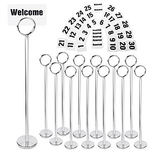 12 Pc Table Numbers 12 Inch Tall , Table Number Holders with Table Numbers Welcome and Reserved Cards , Place Cards , Wedding Table Numbers , Reserved Table Sign , Menu Holder , Picture Photo Holder