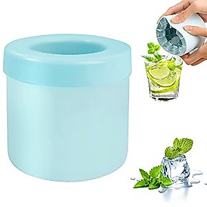 Cylinder Silicone Ice Cube Mold, New 3D Ice Cubes Maker, Decompress Ice Lattice, Press-Type Easy-Release Ice Cup (Blue-Green)