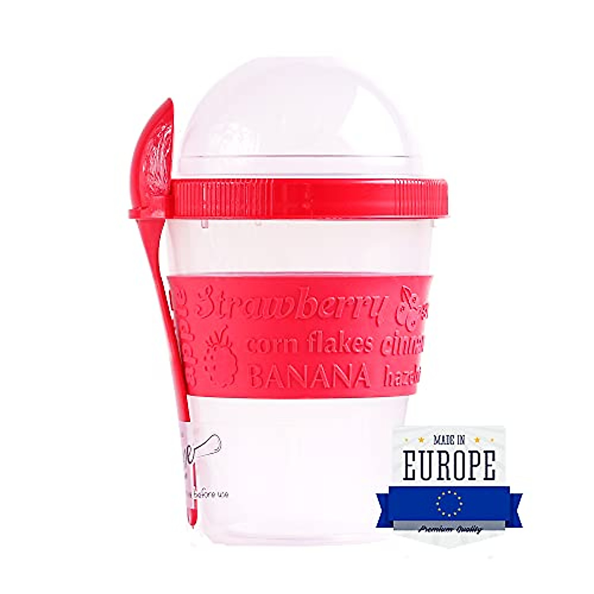 The Buybox 20 oz 4 Pcs Overnight Oats Container With Lid, Breakfast On The Go Cups, Take and Go Yogurt Cup with Topping Cereal or Oatmeal Container, Yogurt Container, Parfait Cups With Lids - 4 Colors