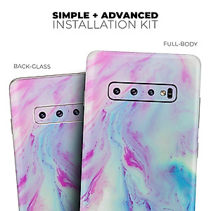 DesignSkinz Marbleized Soft Blue V32 Protective Vinyl Decal Wrap Skin Cover Compatible with The Samsung Galaxy S20 (Screen Trim & Back Glass Skin)