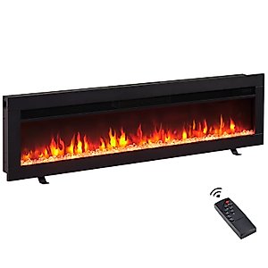 Efiretric® Arthur 50" W 3 in 1 Electric Fireplace (EF458), Freestanding, Wall Mounted, Recessed, 9 Colors Flame Effect, TV Media Wall, Heater 750W/1500W, Remote Control
