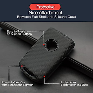 2pcs Compatible with 2022 2021 2020 Mazda 3 6 CX-30 CX-5 CX-9 MX-5 Miata Carbon Fiber Looks Black Silicone FOB Key Case Cover Protector Keyless Remote Holder for Base GS GT GX Touring Sedan Hatchback