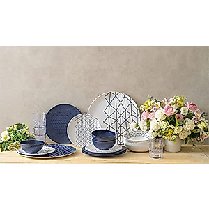 bzyoo 12 Piece Melamine Dinnerware Set - Durable, Dishwasher Safe Plates and Bowls - Dinning, Parties, Camping Dish Set Spidy Blue Collection