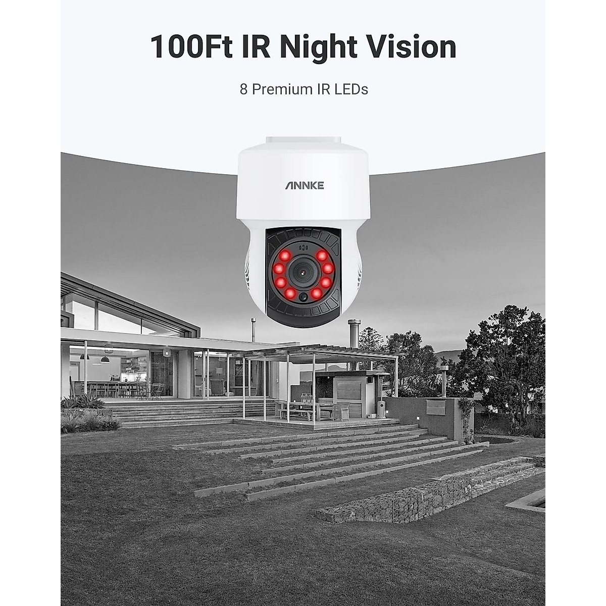 ANNKE 1080P 2MP AHD CCTV Home Surveillance Dome PT Wired Camera with 350° pan and 90° tilt, 100ft IR Night Vision, IP65 Weatherproof Security Add–On Cam for Outdoor Use, Wide Compatibility - APT200