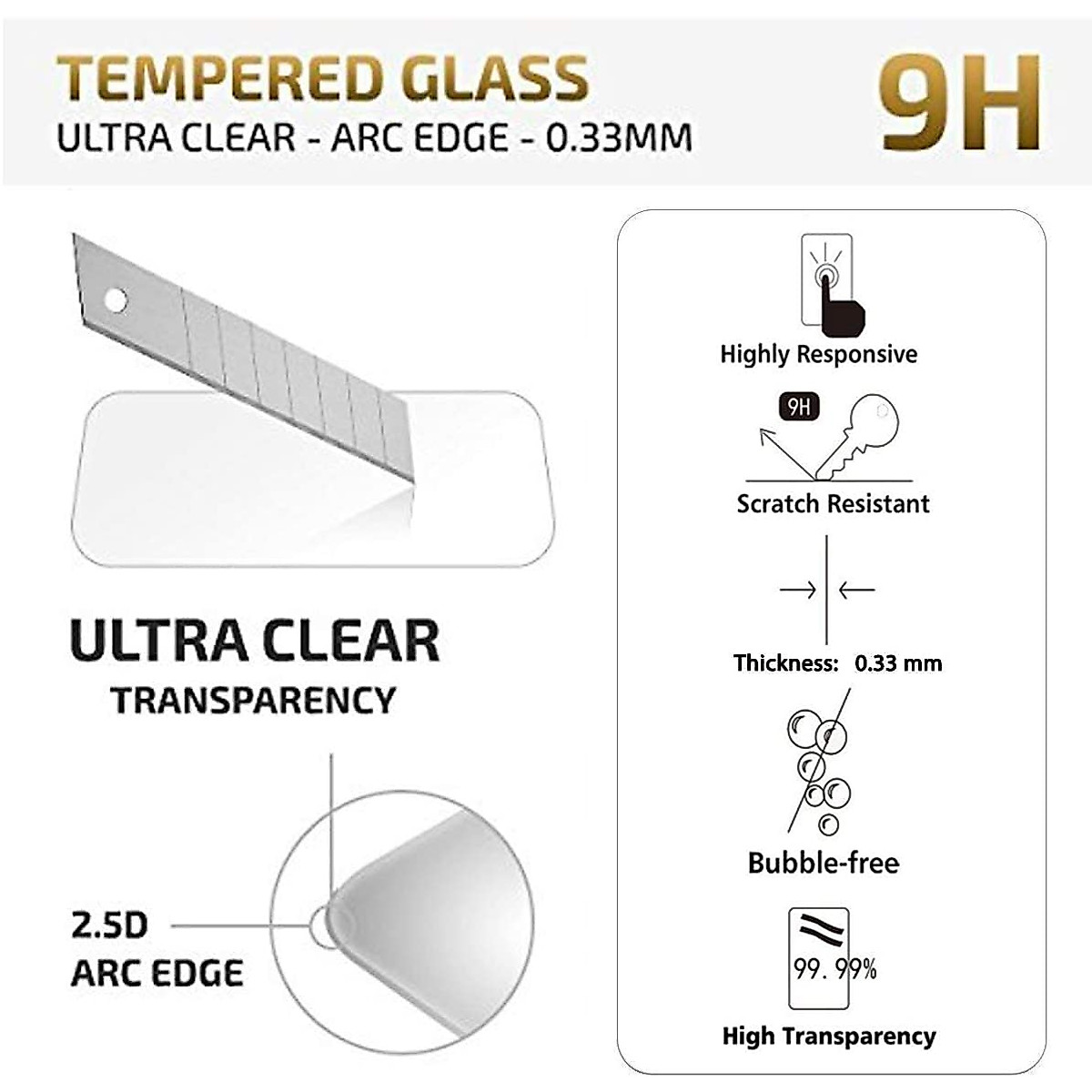 NEW'C 3 Pack Designed for Xiaomi Redmi Note 8 Pro, Redmi 9 Screen Protector Tempered Glass, Case Friendly Anti Scratch Bubble Free Ultra Resistant