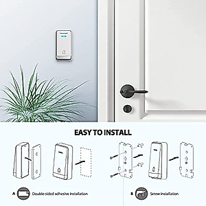 TECKNET Self-Powered Wireless Doorbells for Home, 1300ft No Battery Need Waterproof Door Bell Push Button Chime Kit, Cordless Plug in Classroom Doorbell with 32 Chimes/LED Light/5-Level Volume