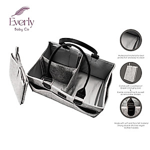 Everly Baby Co - Diaper Caddy Organizer - Large Nursery Storage Bin - Baby Diaper Basket - Waterproof Liner - Diaper Changing Pad - Storage Basket - Car Diaper Caddy