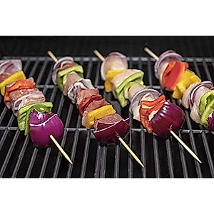 J-Line Design 100 All Natural 16 Inch Bamboo Skewers for BBQ, Grill, Shish Kabob, Appetizers, Fruit, Vegetables, Marshmallows and More - in PVC Tube Case Complete with Silicone Sauce Basting Brush