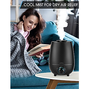 NEW Cool Mist Humidifiers for Bedroom Quiet, Top Fill Ultrasonic Humidifier, Filter Free Air Humidifier for Office, Plants, Nursery, Personal Nightstand Desk Small Room Humidifier(0.79Gal/3L)
