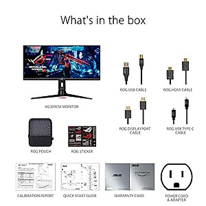 ASUS ROG Strix 29.5” 21:9 HDR Gaming -Monitor(XG309CM) - WFHD (2560 x 1080), Fast IPS, 220Hz, 1ms, Low Motion Blur Sync, G-SYNC Compatible, Tripod socket for streaming, USB Type-C,-KVM support, BLACK