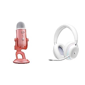 Blue Yeti USB Microphone for PC, Mac, Gaming, Recording, Streaming, and Podcasting + G733 Lightspeed Wireless Gaming Headset with Suspension Headband, Lightsync RGB, and PRO-G Audio - Pink Dawn