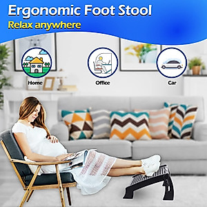 Foot Rest Under Desk ,6 Height Adjustable Foot Rest with Massage Surface, Ergonomic Foot Stool for Desk.