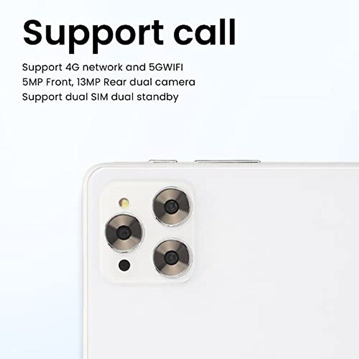 VINGVO HD Tablet, Night Reading Mode 5MP Front 13MP Rear 4G Calling Tablet 100-240V for Android 11 for Reading (White)