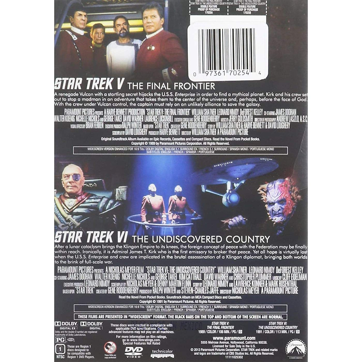 Star Trek 10 Movie DVD Collection: Motion Picture / Wrath of Khan / Search For Spock / Voyage Home / Final Frontier / Undiscovered Country / Generations / First Contact / Insurrection / Nemesis