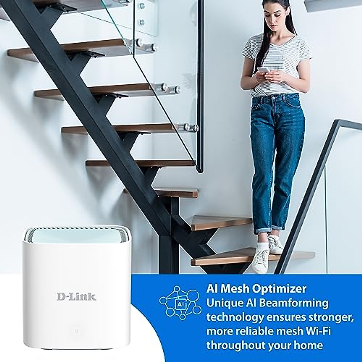 D-Link M15/3, Eagle Pro AI Mesh WiFi 6 Router System (3-Pack) - Multi-Pack for Smart Wireless Internet Network, Compatible with Alexa and Google, AX1500