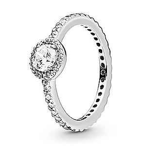 Pandora Jewelry Classic Sparkle Halo Cubic Zirconia Ring in Sterling Silver, Size 4.5