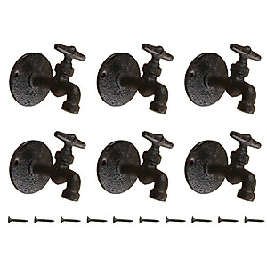 Midwest Craft House 6 Rustic Cast Iron Hooks, Faucet, Spigot Looking, Faux Faucet, Wall Hooks, Coat Hooks, Drawer Pulls