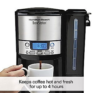 Hamilton Beach 12-Cup Coffee Maker, Programmable BrewStation Dispensing Coffee Machine, Black - Removable Reservoir (47900)