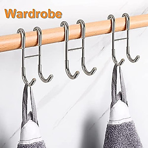 Mros 2 Pack Over Shower Glass Door Hooks,304 Stainless Steel Rack Hooks,Towel Hooks for Bathroom Frameless Glass Shower Door,Kitchen and Wardrobe Hanger,Shower Squeegee Hooks (Silver)
