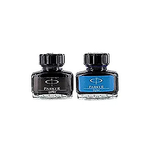 Parker Quink Fountain Pen Ink Bottle - Blue Ink 30ml + Black Ink 30ml - Combo Pack