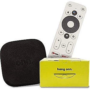 ONN Android TV 4K UHD Streaming Device with Voice Remote Control Google Assistant & High Speed HDMI Cable (100026240)