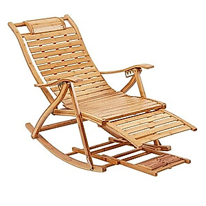 MAXCBD Desk Chair Side Chairs Portable Rocking Chair Bamboo Living Room Porch Patio Balcony Armrest Chair Seat Dining Room Chair