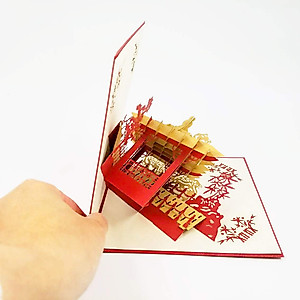 POP CARD EXPRESS Asian Pavilion Pop Up Greeting Card - Birthday Card, Just Because, Graduation Card, Valentine's Day Card, Anniversary Card, Wedding Card, Thank You Card (Asian Pavilion Pop Up Card)