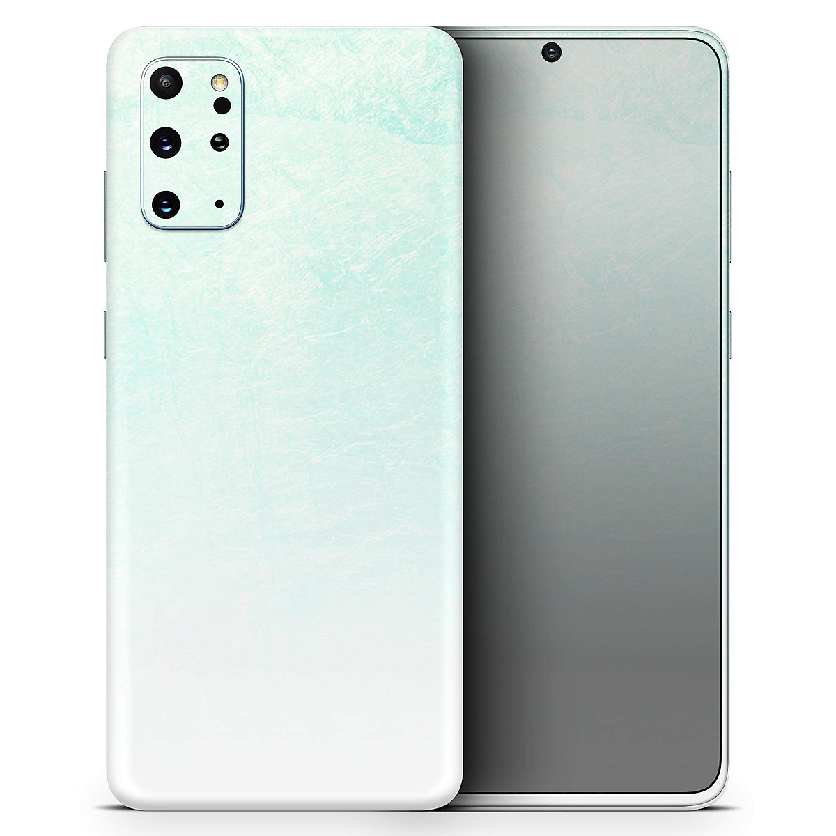 DesignSkinz Teal Grunge Fade to White Protective Vinyl Decal Wrap Skin Cover Compatible with The Samsung Galaxy S20 (Screen Trim & Back Glass Skin)