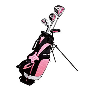 Remarkable Girls Right Handed Pink Junior Golf Club Set for Age 3 to 5 (Height 3' to 3'8") Set Includes: Driver (15"), Hybrid Wood (25*), 7 Iron, Putter, Bonus Stand Bag & 2 Headcovers