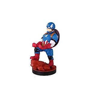 Exquisite Gaming: Marvel Captain America - Original Mobile Phone & Gaming Controller Holder, Device Stand, Cable Guys, Licensed Figure