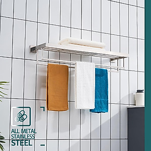 KOKOSIRI Towel Rack 32-Inch Bathroom Towel Shelves with Double Towel Bars SUS304 Stainless Steel Wall Mounted, Brushed Nickel B6003BR-L32