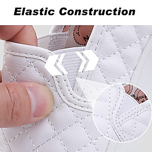 NCCB Girls Sneakers Slip On Casual Sneakers for Girls Nonslip Comfort Lightweight Flats Shoes for Big Girls Little Girls White Size 2