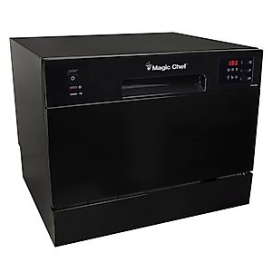 Magic Chef Countertop Standard Portable Dishwasher with Electronic Controls and Organized Interior for Kitchen Small Appliances, Black
