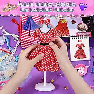 B Bascolor Girls Fashion Design Kids Sewing Craft Kit for Making 60 Pack Doll Cloth Accessories Dress Up, Art Crafts for Girl Ages 8-12+ Preteen Designer Creativity DIY Toy Christmas Birthday Gift