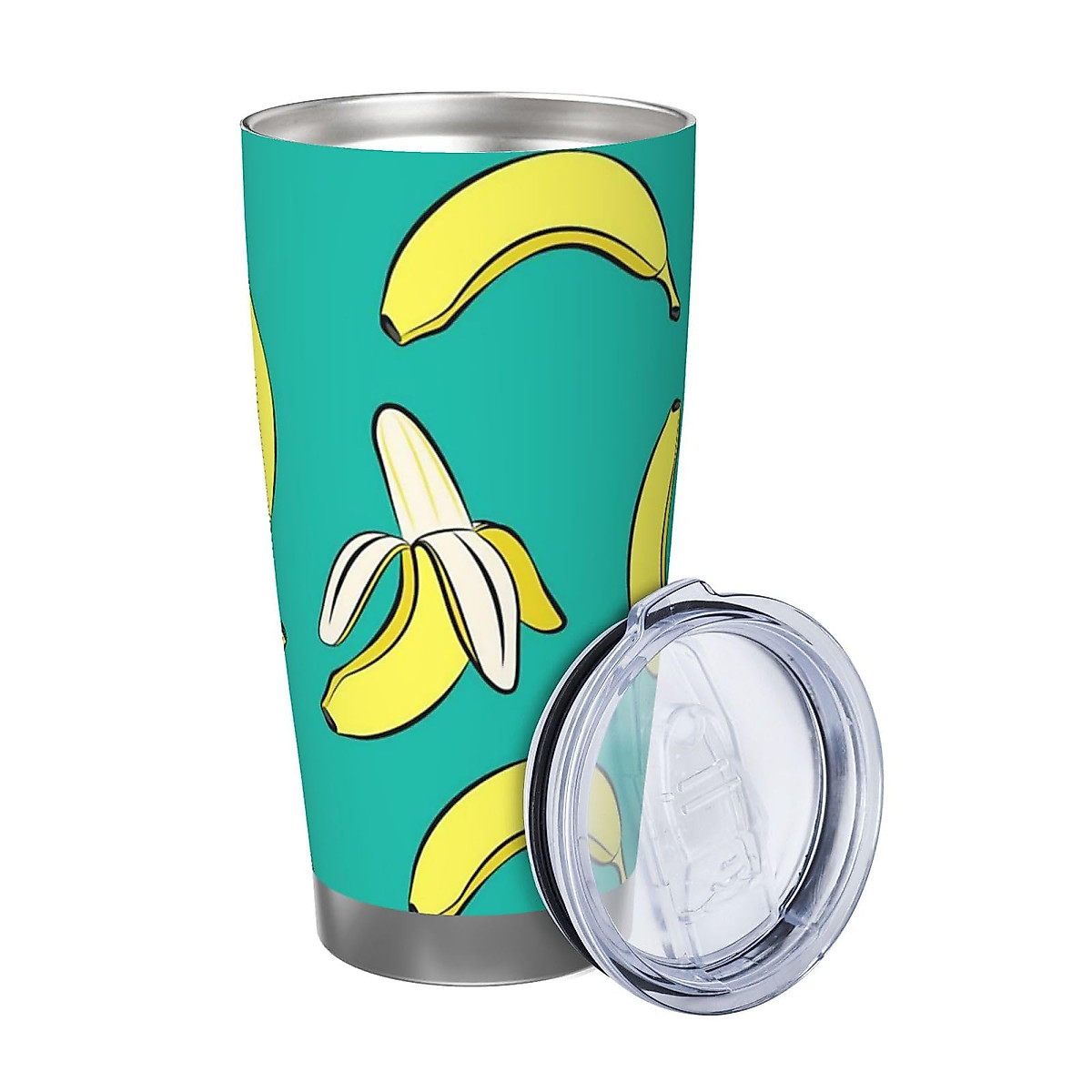 DITXIT Bananas On Green 20oz Tumbler Stainless Steel Vacuum Insulated Coffee Travel Mug, Durable Insulated Coffee Travel Mug with Splash-Proof Lid Metal Straw and Brush Thermal Cup for Outdoor