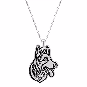 JczR.Y German Shepherd Necklace Vintage Animal Dog Head Necklace Pendant for Women Cute Jewelry Gift(German Shepherd)