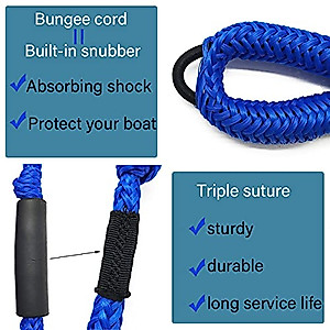 Pack of 4 Bungee Dock Lines for Boat Shock Absorb Dock Tie Mooring Rope Boat Accessories 4-5.5 ft (Blue)