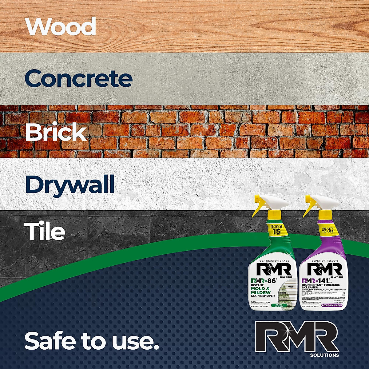 RMR Brands Complete Mold Killer & Stain Remover Bundle - Mold and Mildew Prevention Kit, Disinfectant Spray, Mold and Mildew Stain Remover, Includes 2 - 32 Ounce Bottles