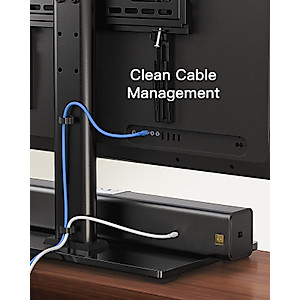 PERLESMITH Universal TV Stand - Table Top TV Stand for 32-55 inch LCD LED TVs - Height Adjustable TV Base Stand with Tempered Glass Base & Wire Management, VESA 400x400mm