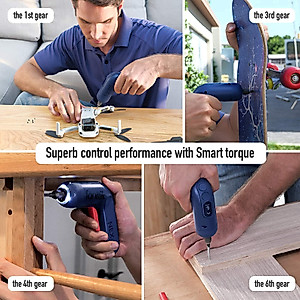 Fanttik Cordless Screwdriver Kit (NEX L1 Pro Blue), 14pcs, Digital Screen, Li-ion 2000mAh 6 Gears 0.5-6 Nm Rechargeable Electric Screwdriver Set 3.6V with USB Cable, Front LED, and Accessories Kits