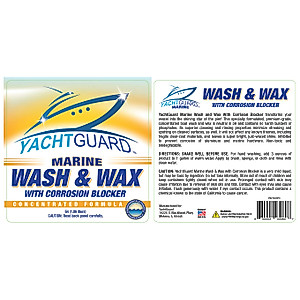 YachtGUARD Marine Wash N Wax - Soap and Wax Concentrate Boat Cleaner for Wet and Dry Vehicles, Detail Spray Safe Enough for All Boat Parts and Multi Surfaces, Biodegradable (64 Oz Bottle)