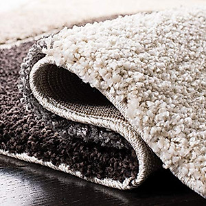 SAFAVIEH Florida Shag Collection 4' x 6' Ivory/Grey SG475 Abstract Non-Shedding Living Room Bedroom Dining Room Entryway Plush 1.2-inch Thick Area Rug