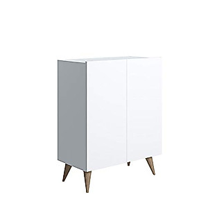 Ruumstore Forte Shoe Cabinet, 2 Door Shoe Storage, 35'' Tall, Hold Up to 12 Pairs, Opaque White