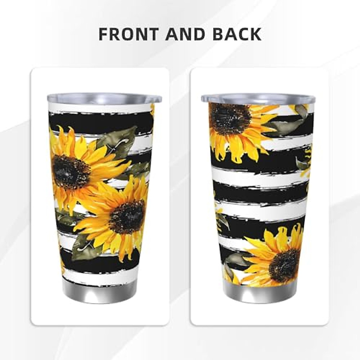 AYCZN Watercolor Sunflower Floral 20 OZ Tumbler Stainless Steel Travel Coffee Mug, Flower Floral Insulated Water Bottle with Lid Leakproof Thermal Cup