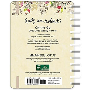 Kelly Rae Roberts 2022-2023 Weekly Planner: Self-Compassion | On-the-Go 17-Month Calendar (Aug 2022 - Dec 2023) | Compact 5" x 7" | Flexible Cover, Wire-O Binding, Elastic Closure, Inner Pocket
