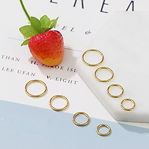 Jstyle 8 Pcs 16G 316L Surgical Steel Gold Nose Rings Hoops Septum Rings Lip Rings Hypoallergenic Nose Clicker Ring Tragus Helix Cartilage Daith Rook Sleeper Earring Body Piercing Jewerly for Women Men