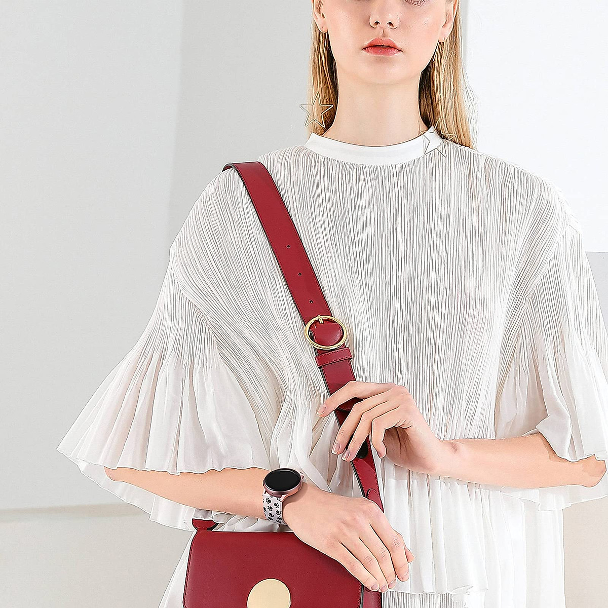 GEAK Floral Compatible with Galaxy Watch 7 Band/Galaxy Watch 6 Band/Galaxy Watc 5 Pro/Watch 6 4 Classic 47mm 43mm 42mm 46mm, 20mm Watch Bands Silicone Replacement for Active 2 Bands Women Men Cat Paw