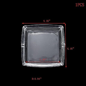 Ashtray 1 Pack Transparent Square Glass Ashtray Crystal Glass Ashtray Home Desktop Ashtray Indoor Outdoor Office Desktop Decoration Ashtray Ash Tray